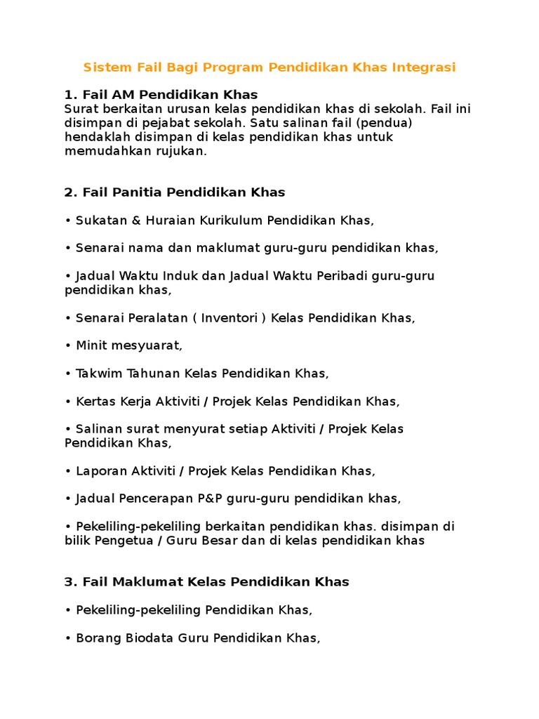 Sistem Fail Bagi Program Pendidikan Khas Integrasi | PDF