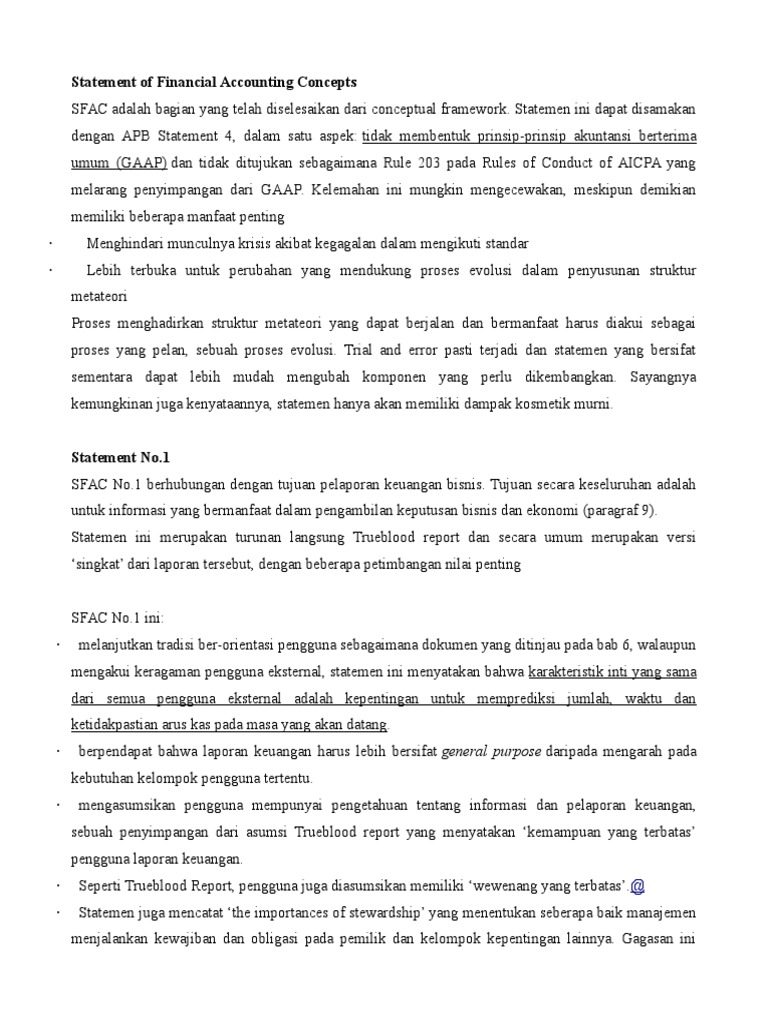 Konsep Dasar SFAC dalam Akuntansi | PDF
