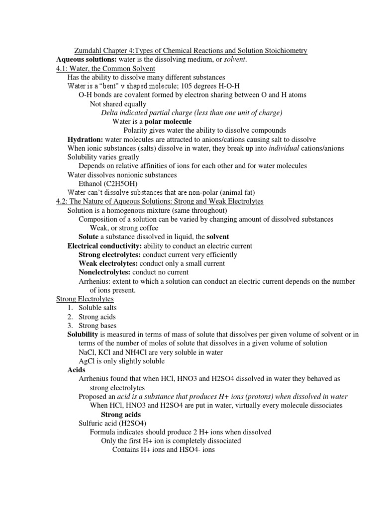 Zumdahl Chapter 4 | PDF | Redox | Acid