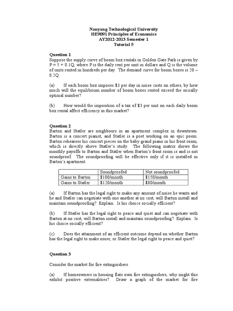 Tudent Version - Tutorial 5 | PDF | Externality | Prices