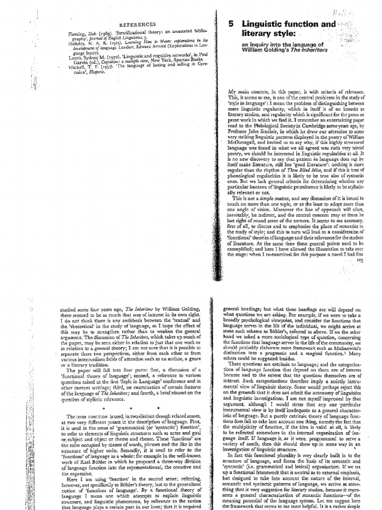 Linguistic Function and Literary Style | PDF | Semantics | Linguistics