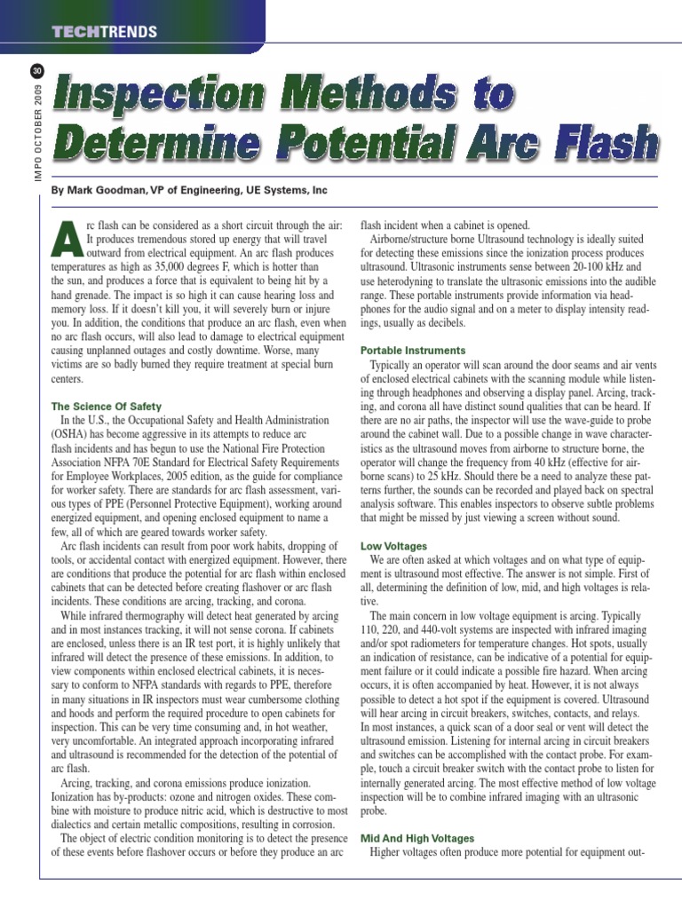 Inspection Methods To Determine Potential Arc Flash: Trends | PDF ...