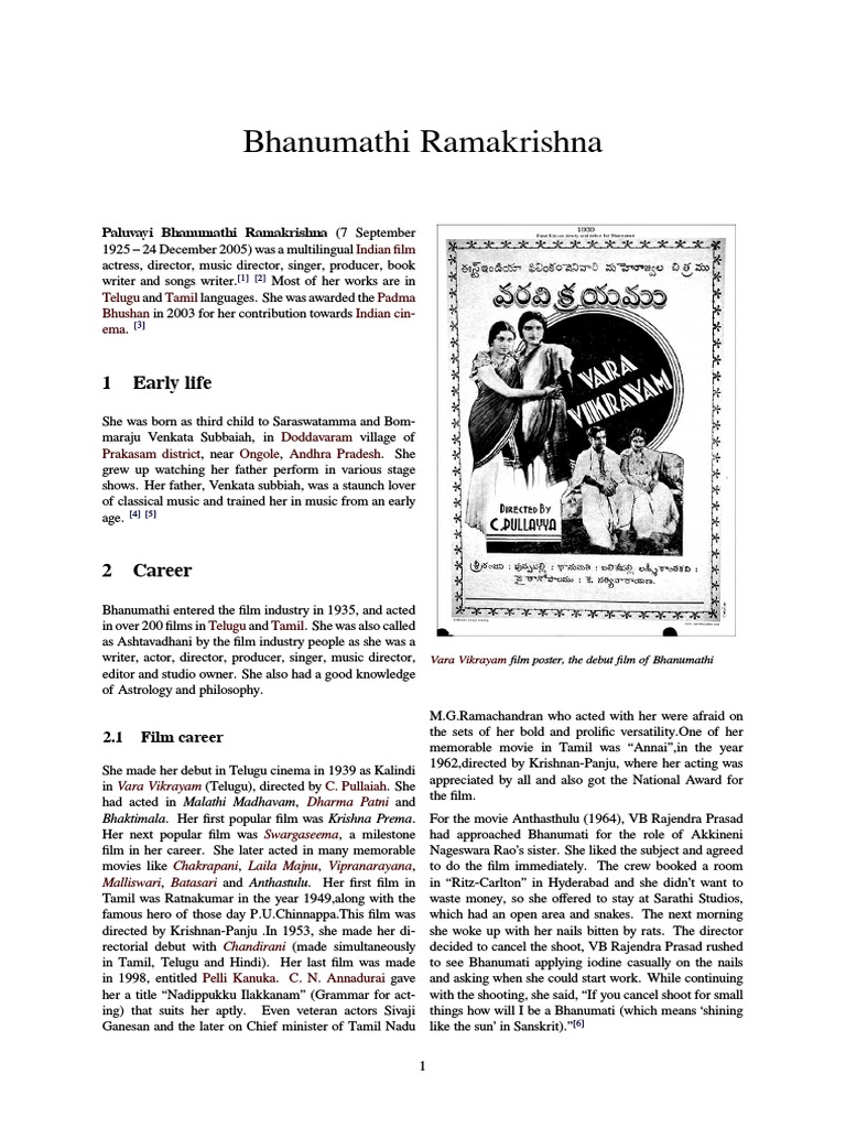 Bhanumati Wiki | PDF | Cinema Of India | Cinema