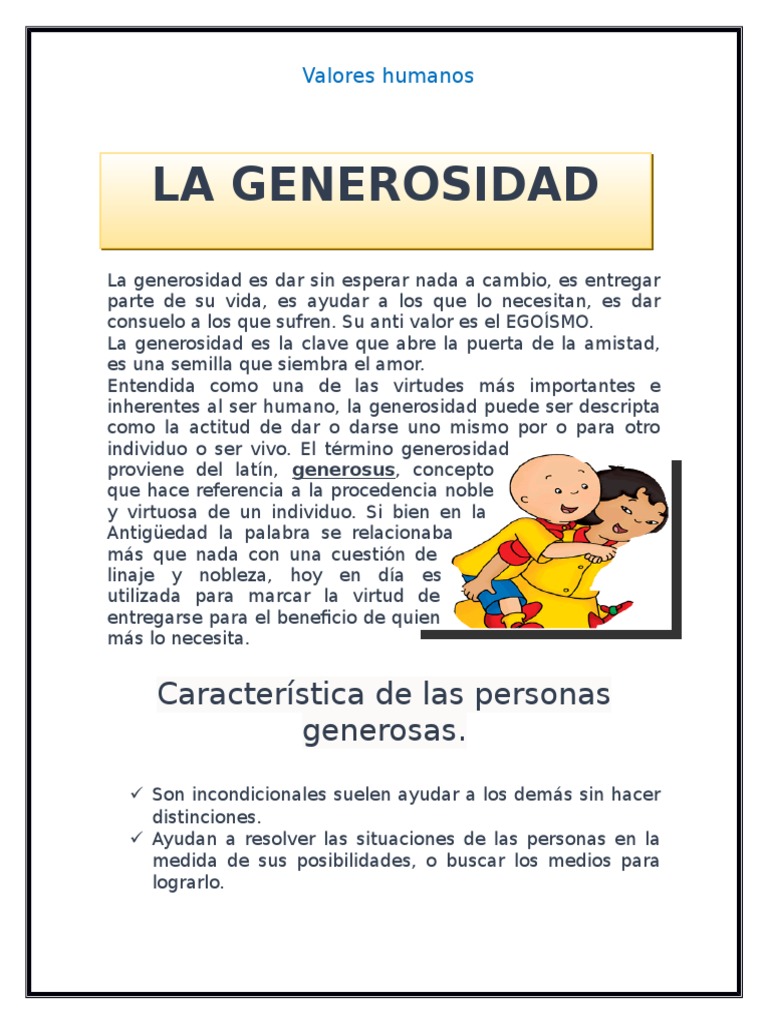 Generosidad Valor