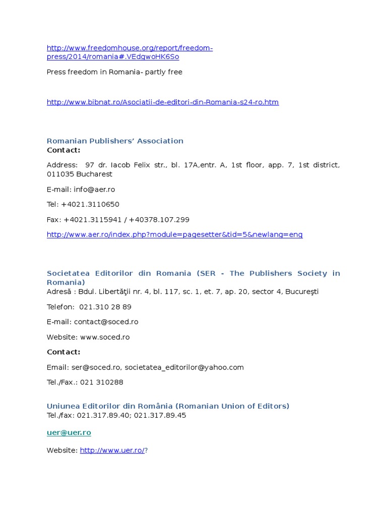 Press Freedom in Romania 2014 Report | PDF