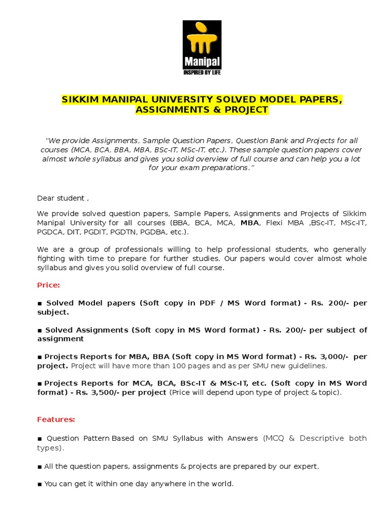 Sikkim Manipal University Solved Model Papers, Assignments & Project | PDF