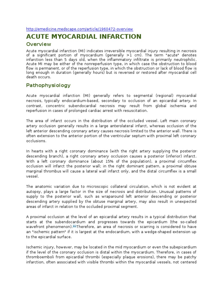 Acute Myocardial Infarction | PDF | Coronary Circulation | Myocardial ...