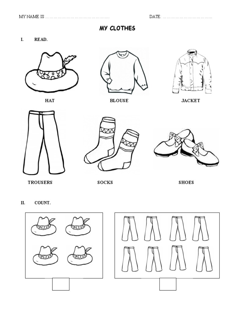 Clothes - Worksheet | PDF