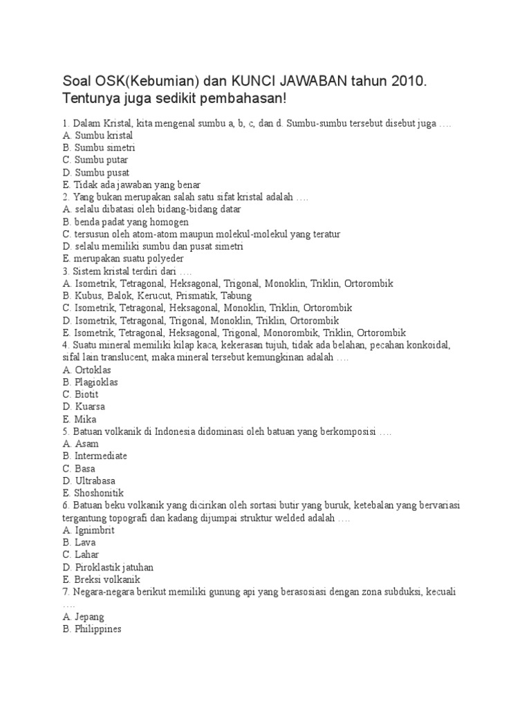 Soal OSK Kebumian | PDF