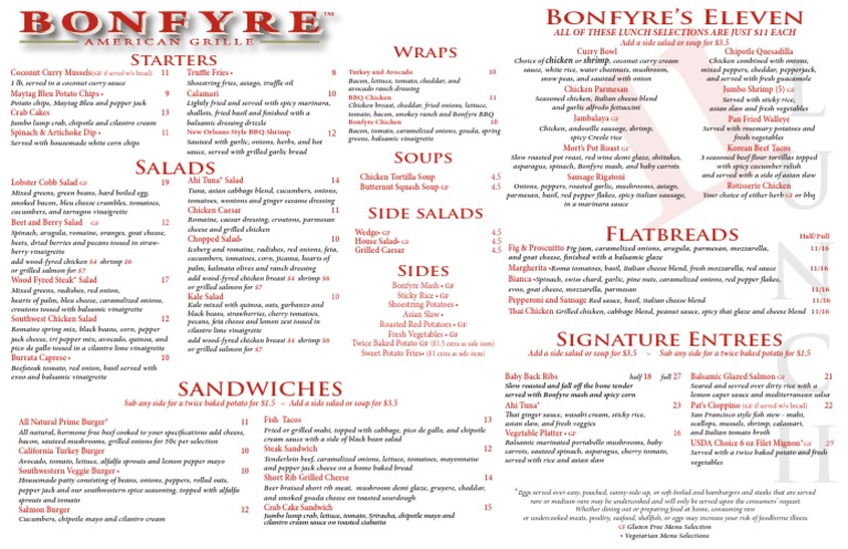 Bonfyre Grille Lunch | PDF | Salad | Western Cuisine