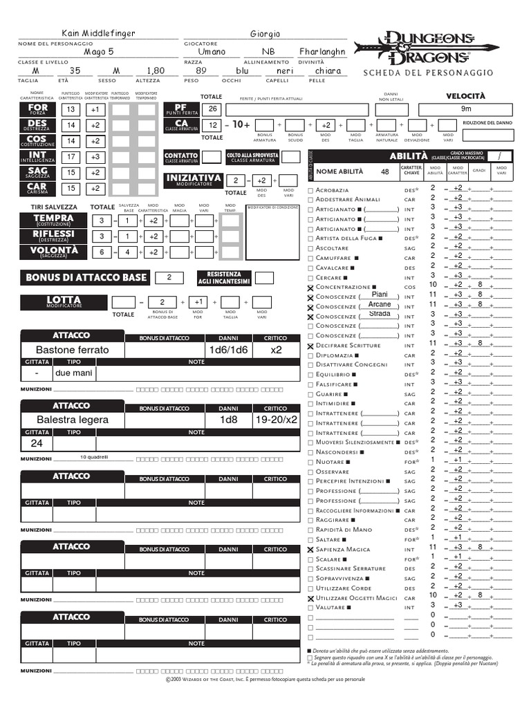 Mage Character Sheet | PDF