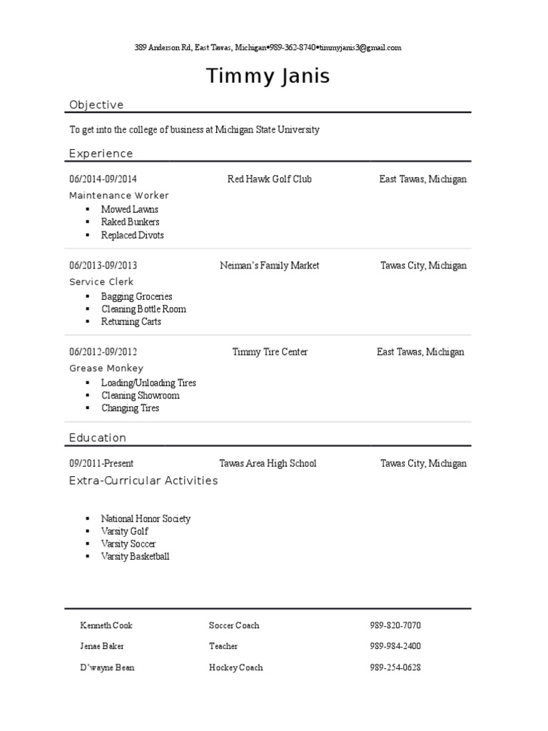 Timmy Janis: Resume Overview | PDF