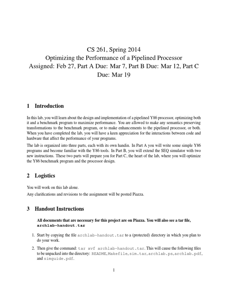 Optimizing Y86 Pipelined Processor Lab | PDF | C (Programming Language ...
