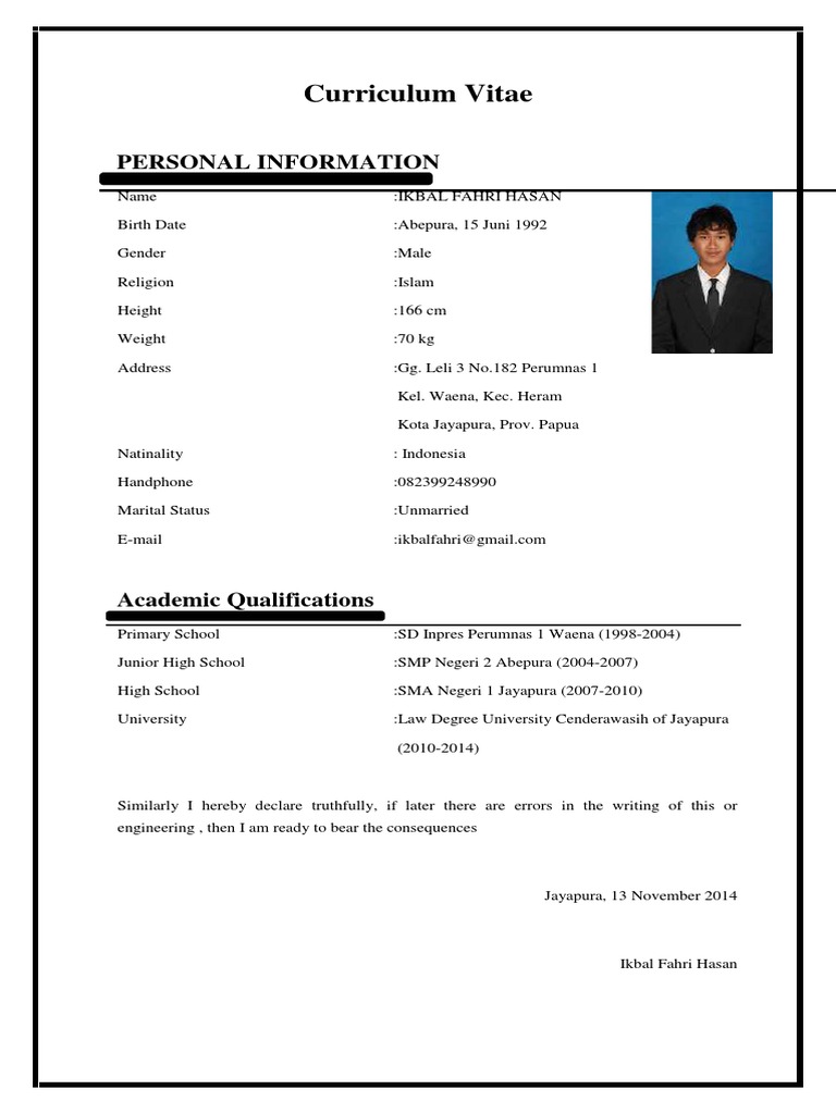 Curriculum Vitae: Personal Information | PDF | Wellness