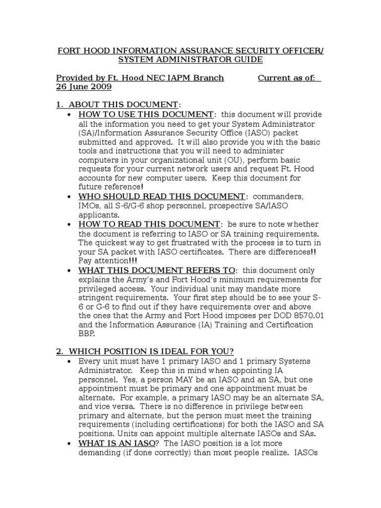 Information Assurance Security Officer and System Administrator Guide ...