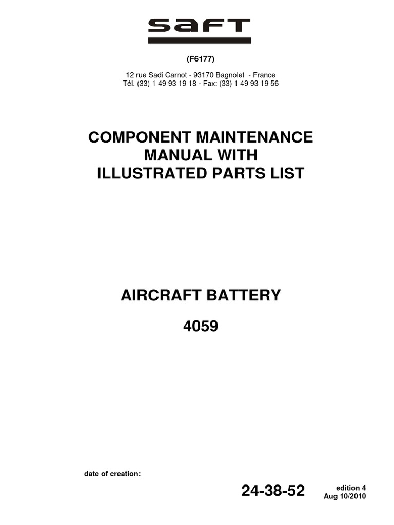 Aircraft Battery Component Manual | PDF | Business | Computers