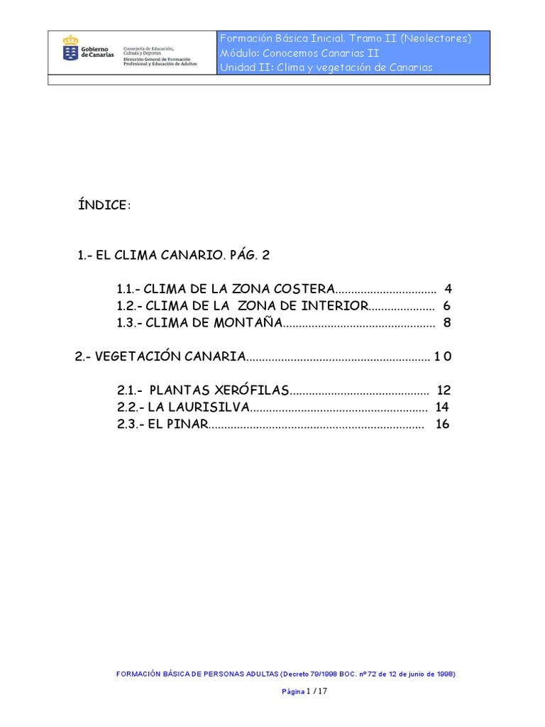 Clima y Vegetación de Canarias | Descargar gratis PDF | Islas Canarias ...