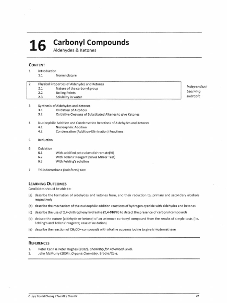 16.carbonyl Compounds Lecture Notes | PDF