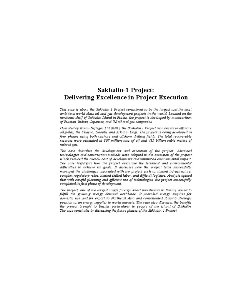 Case 4 Sakhalin 1 Project | PDF | Pipeline Transport | Exxon Mobil