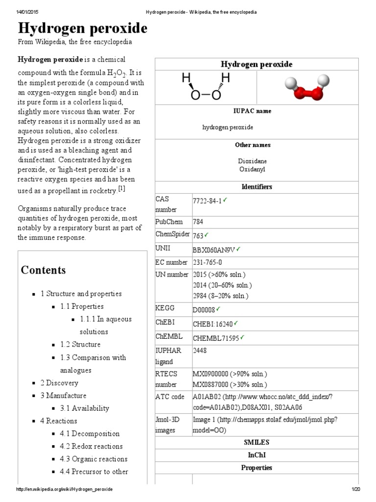 Hydrogen Peroxide | PDF | Hydrogen Peroxide | Chemical Elements
