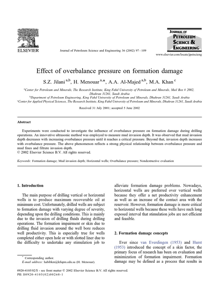 Effect of Overbalance | PDF | Permeability (Earth Sciences) | Oil Well