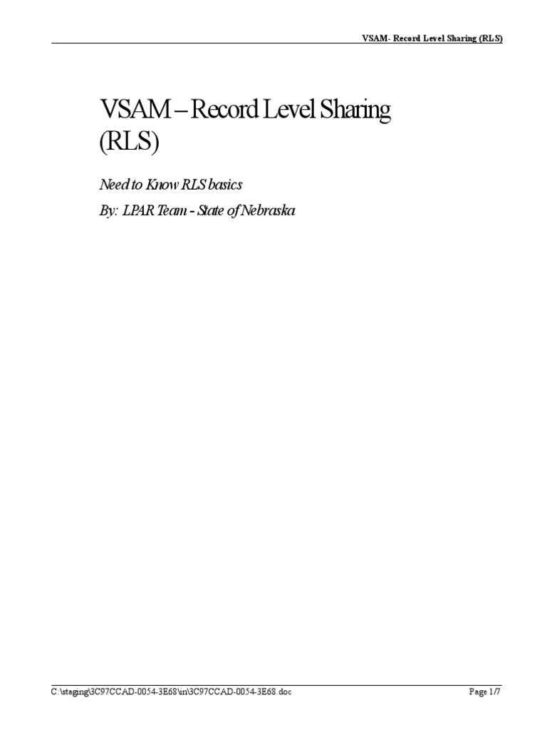 Vsam Rls Basics Pdf Backup Information Retrieval