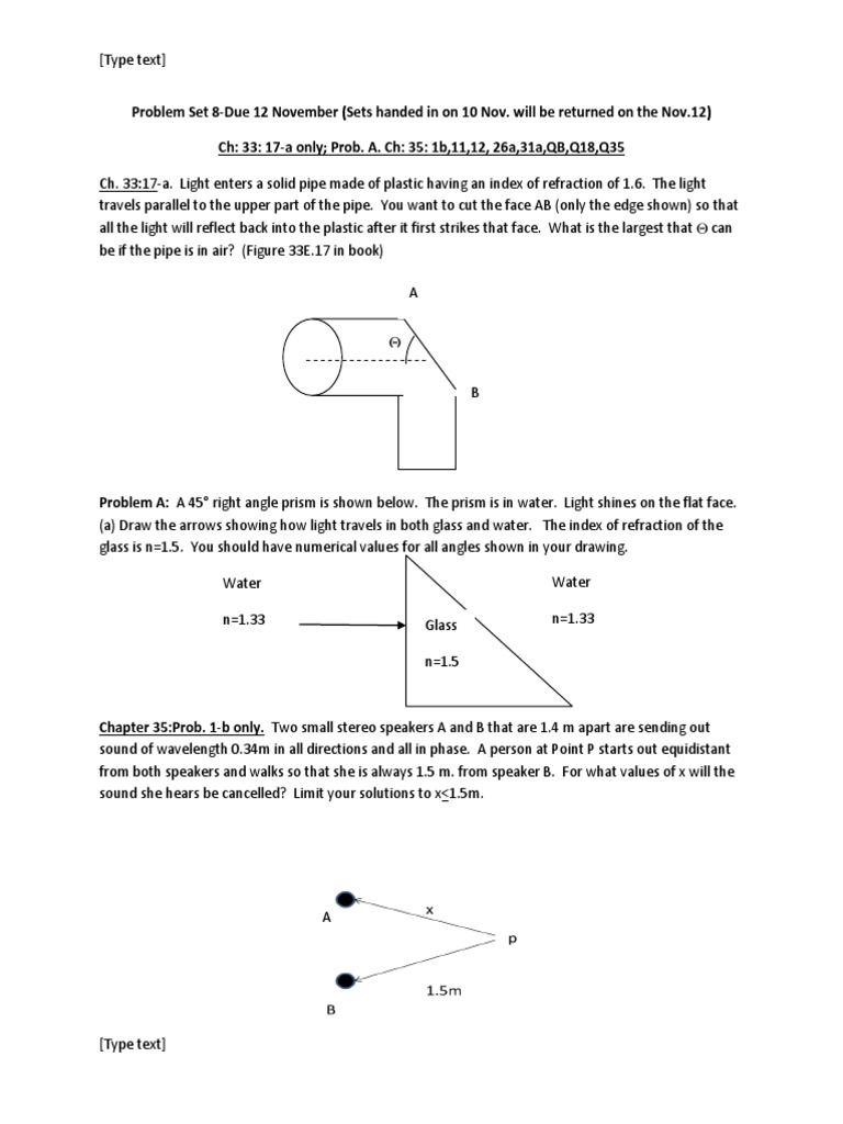 Physics 340 Problem Set 8 (UMich) | PDF | Wavelength | Refractive Index