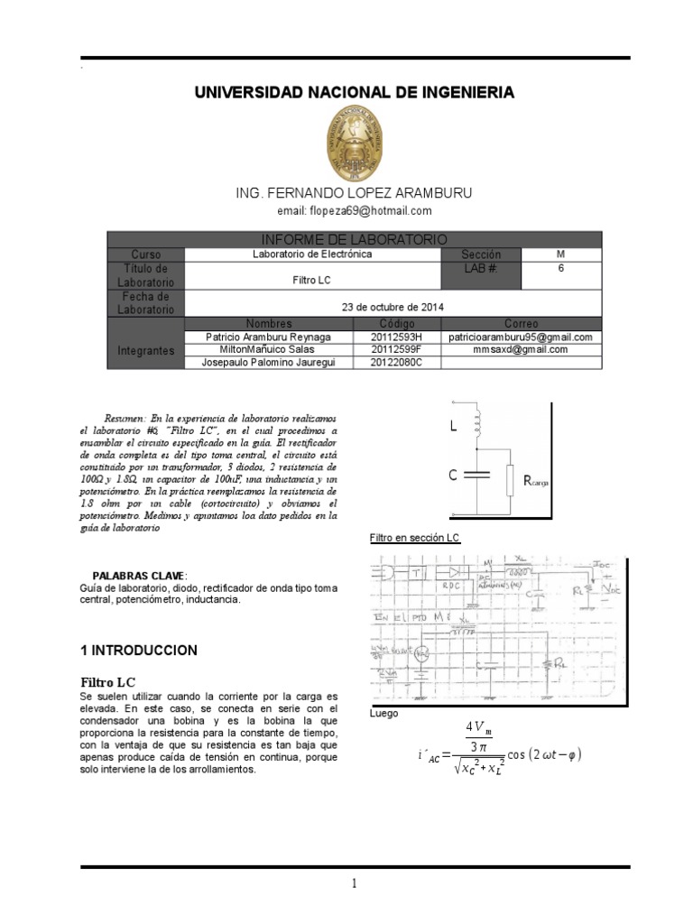 Filtro LC: Un filtro efectivo para la filtración de corriente alterna | PDF | Rectificador ...
