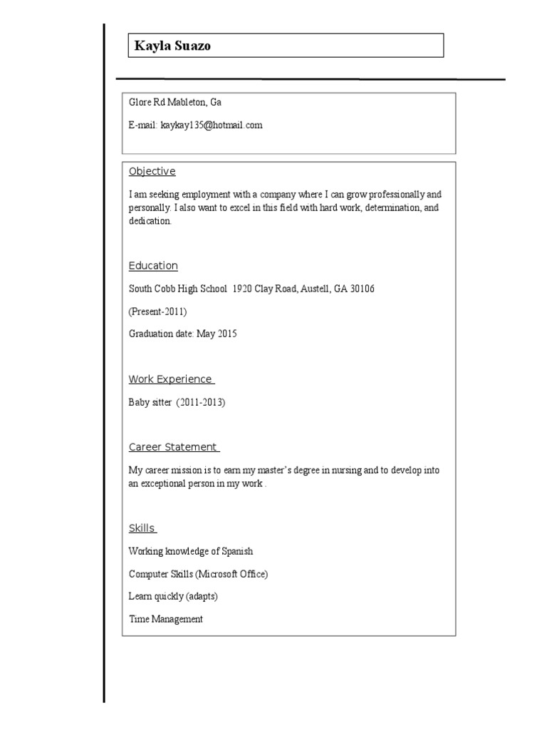 Kayla Suazo's Resume and Career Goals | PDF