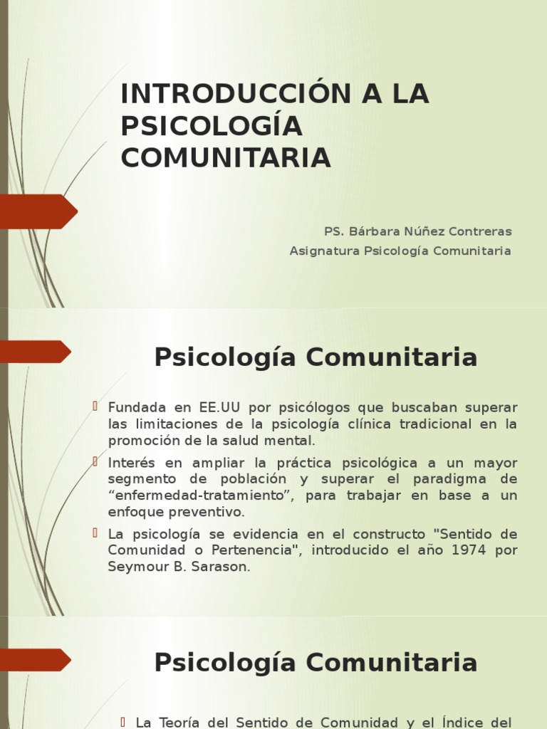 Introducción a la Psicología Comunitaria | PDF | Comunidad | Sicología