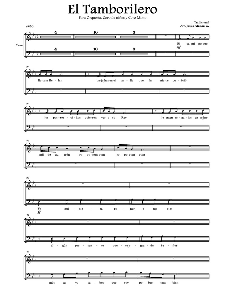 EL TAMBORILERO (Coro) - Partitura Completa | PDF