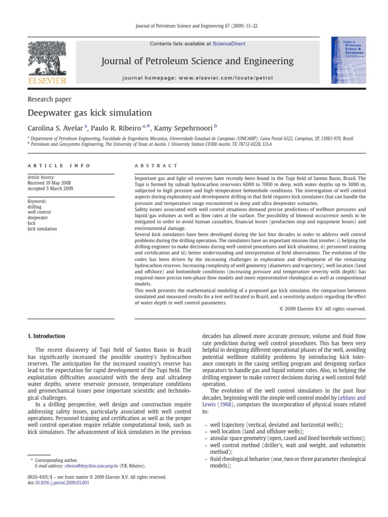 Deepwater Gas Kick Simulation | PDF | Gases | Blowout (Well Drilling)