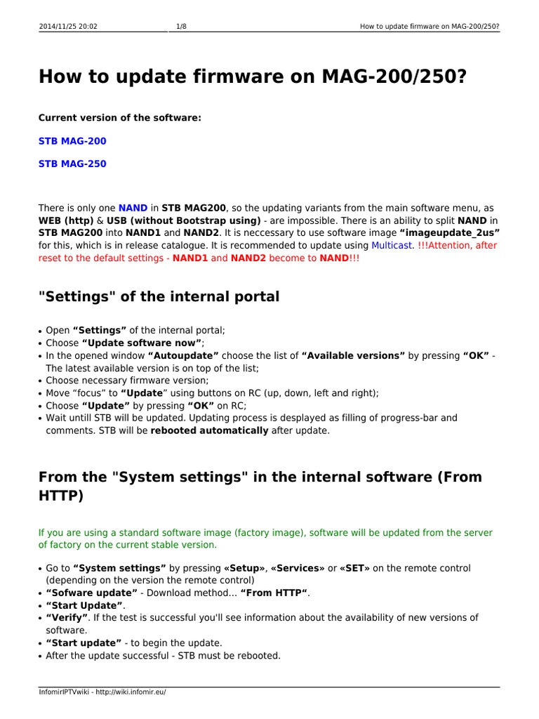 Updating Firmware for MAG-200/250 | PDF | Booting | Multicast