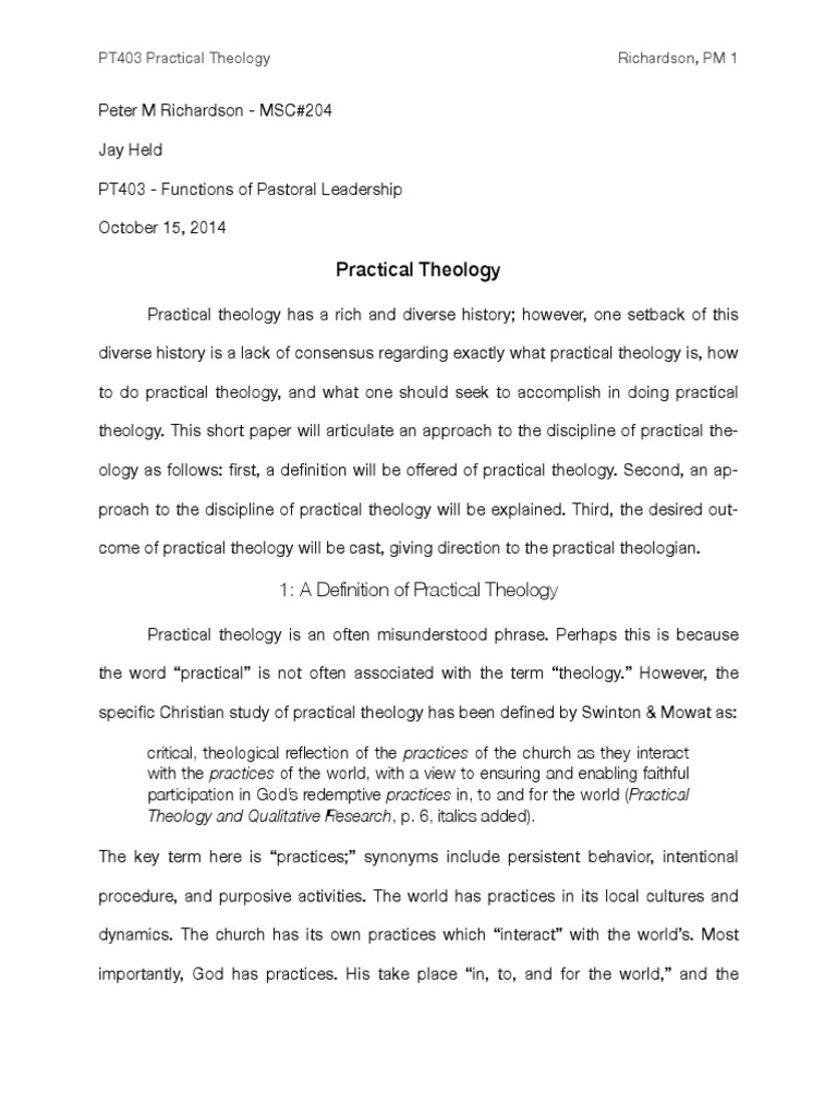 Practical Theology | PDF | The Gospel | Theology