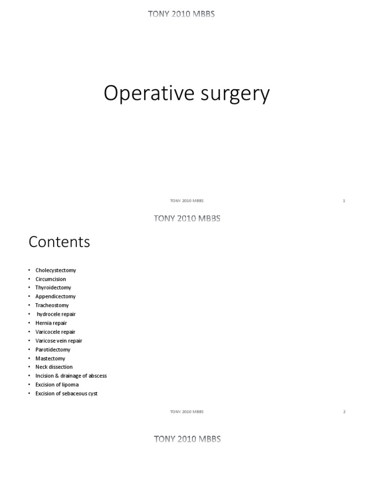 Operative Surgery Mbbs Students | PDF | Anatomy | Human Anatomy