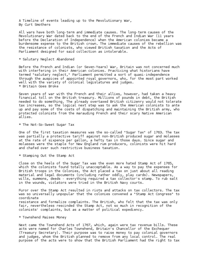 Class Notes: Causes of The American Revolution | PDF | Government | The ...
