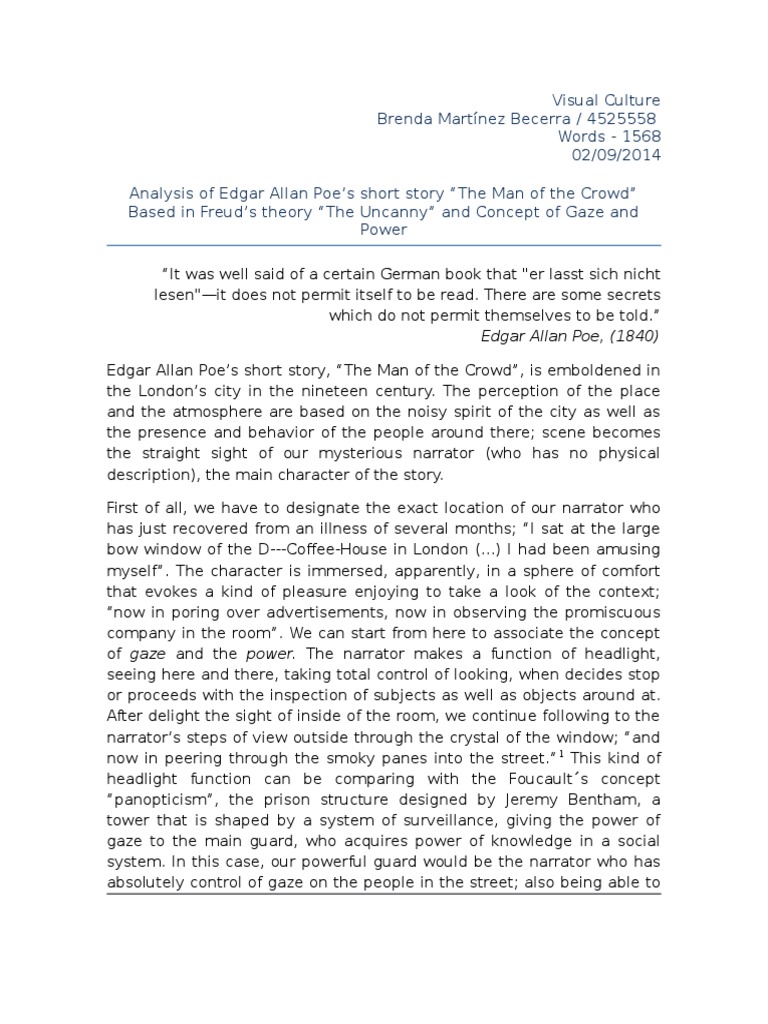 Analyzing Poe's "The Man of the Crowd" | PDF | Narration | Sigmund Freud