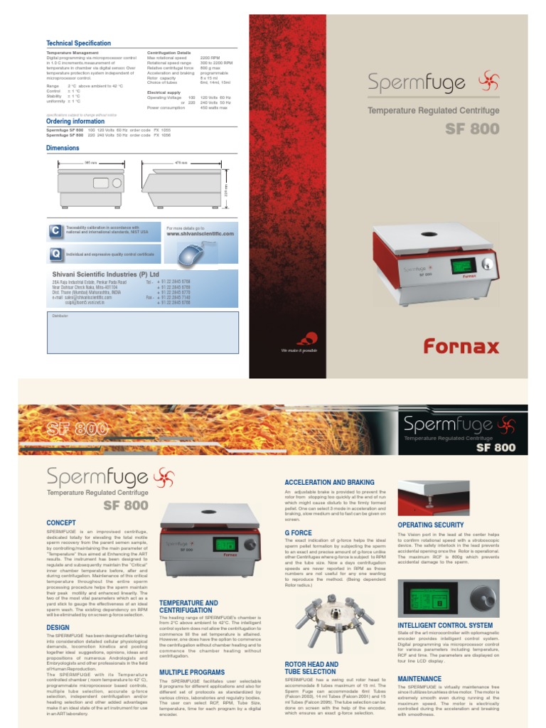 Medical Laboratory Supplies IVF Labs | PDF | Centrifuge | Temperature