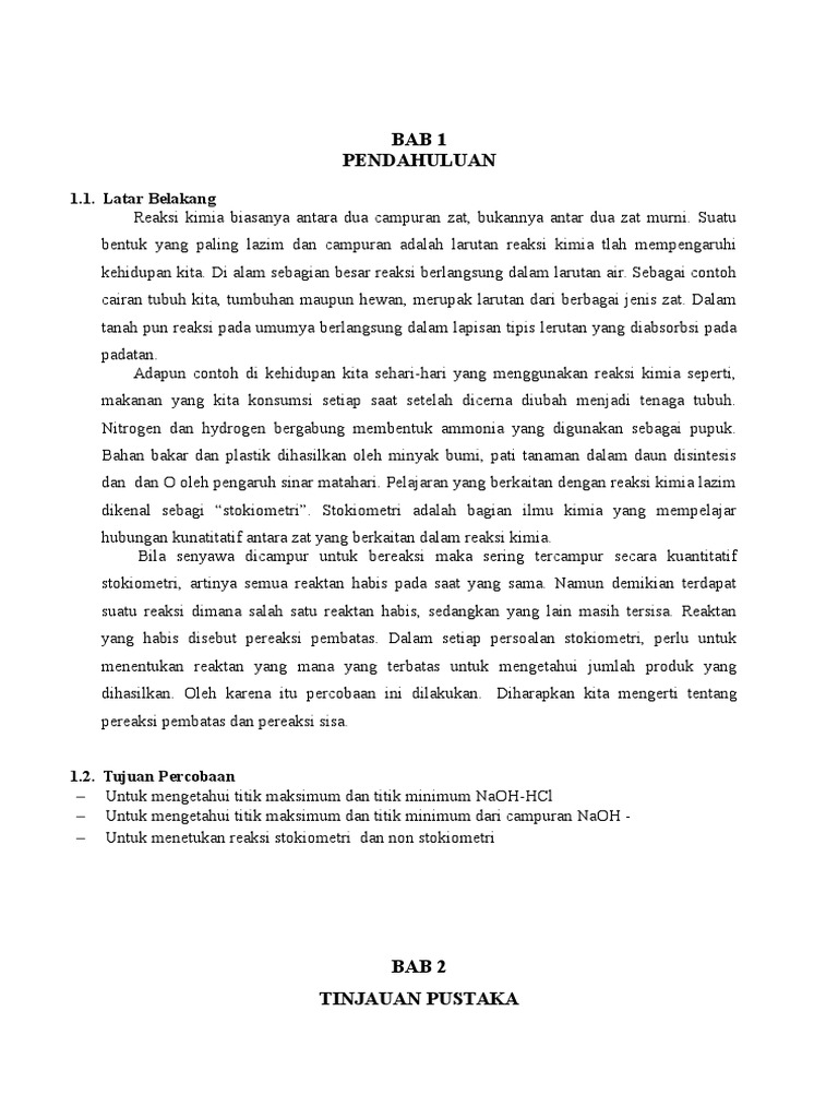 Laporan Stoikio Lengkap | PDF | Sains & Matematika