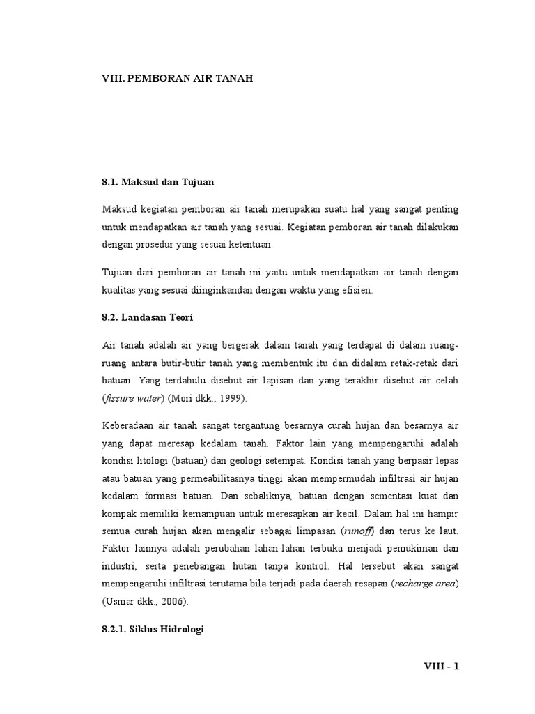 Bab 8 Pemboran Air Tanah | PDF