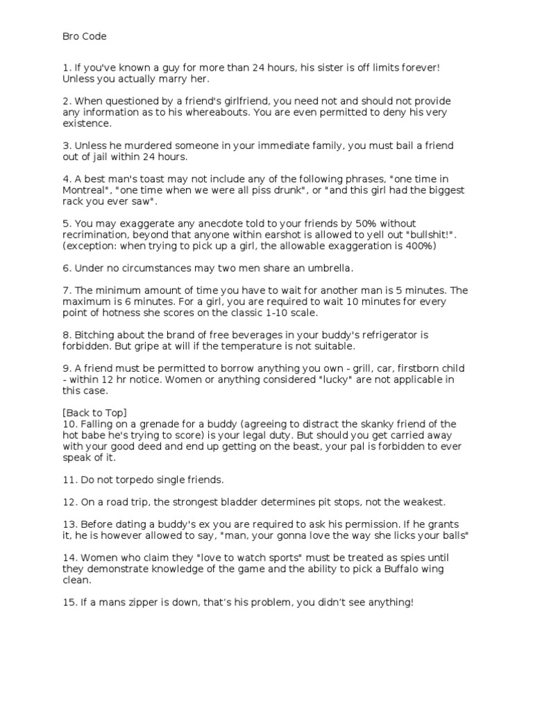 Bro Code Laws | PDF | Law