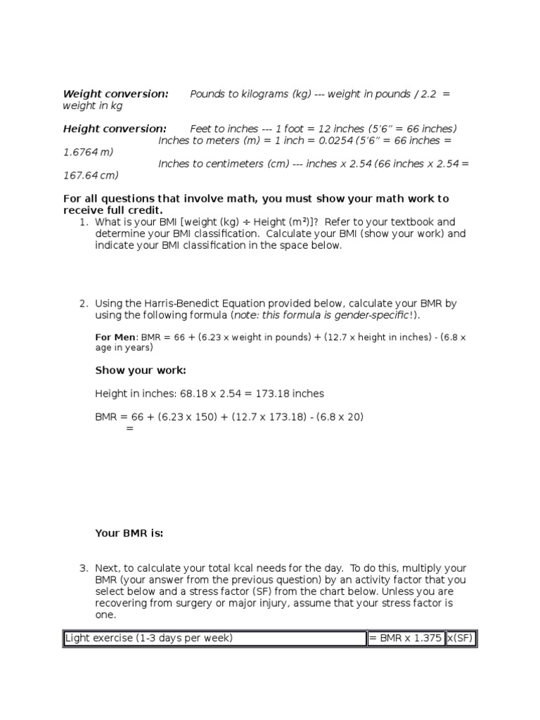 Calculating Your Caloric Needs | PDF