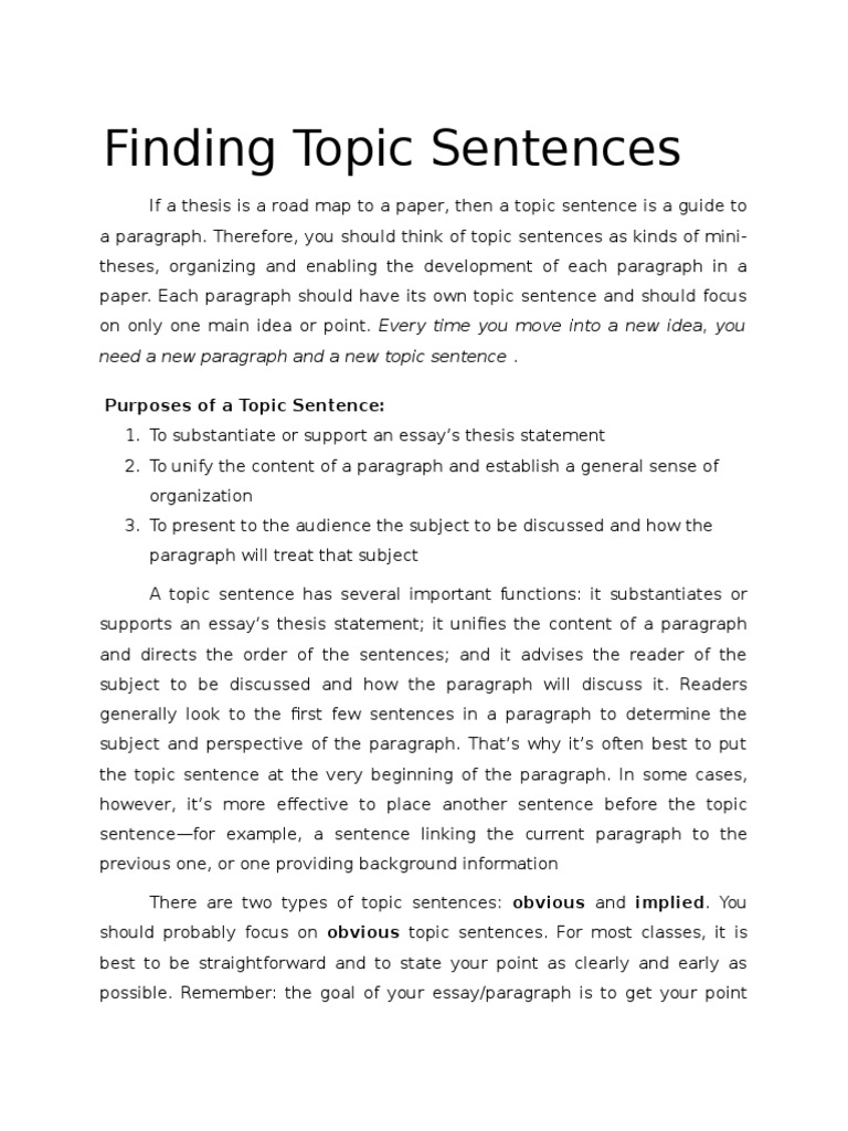 Finding Topic Sentences | PDF | Paragraph | Essays