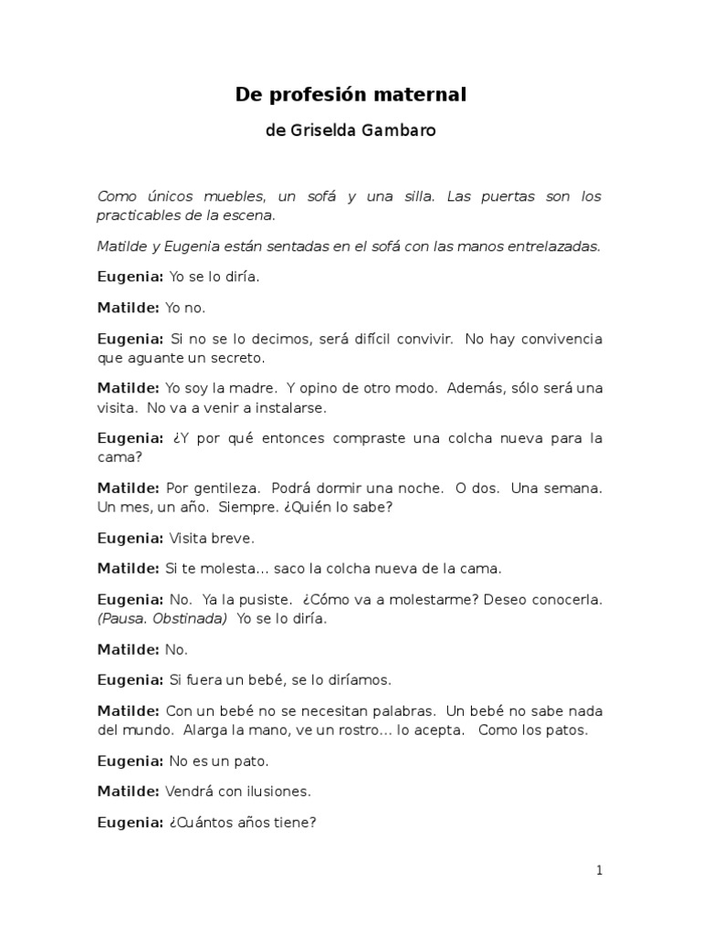Griselda Gambaro - de Profesión Maternal | PDF