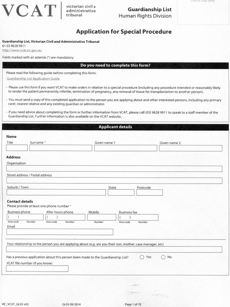 VCAT Special Procedure Application Form | PDF | Address (Geography ...