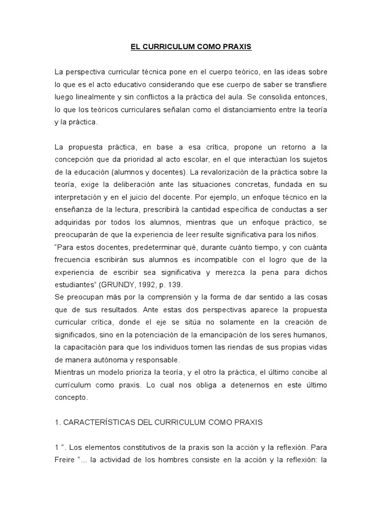 El Curriculum Como Praxis | PDF | Ideologías | Plan de estudios