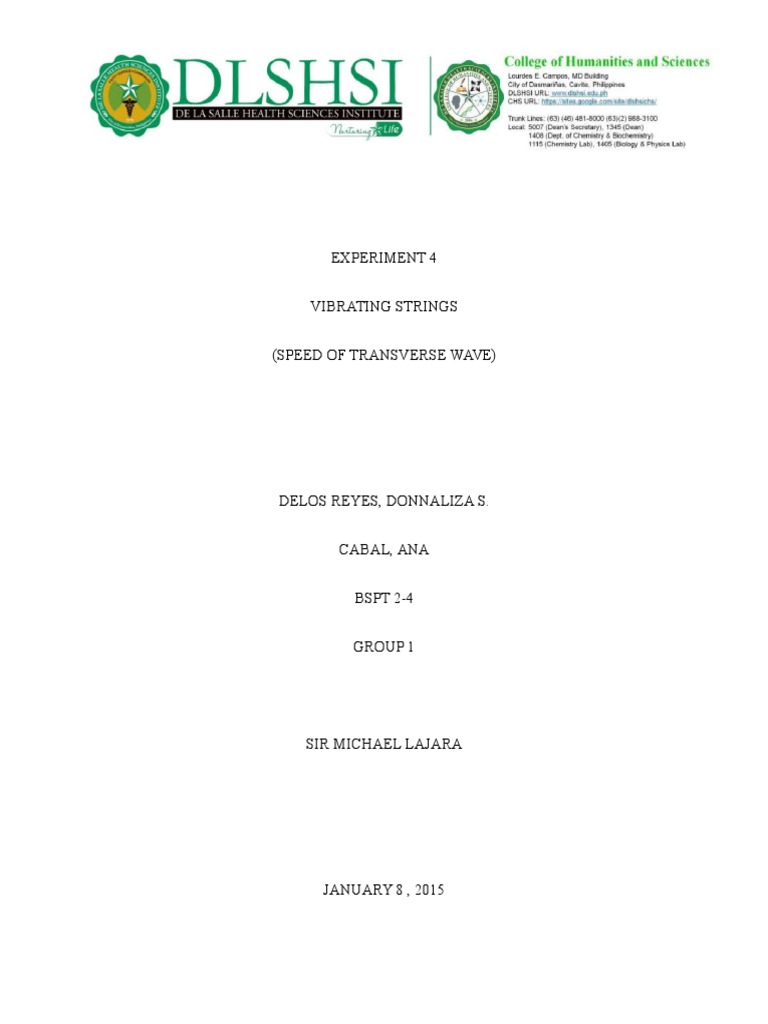 Experiment 4 Vibrating Strings | PDF | Wavelength | Waves