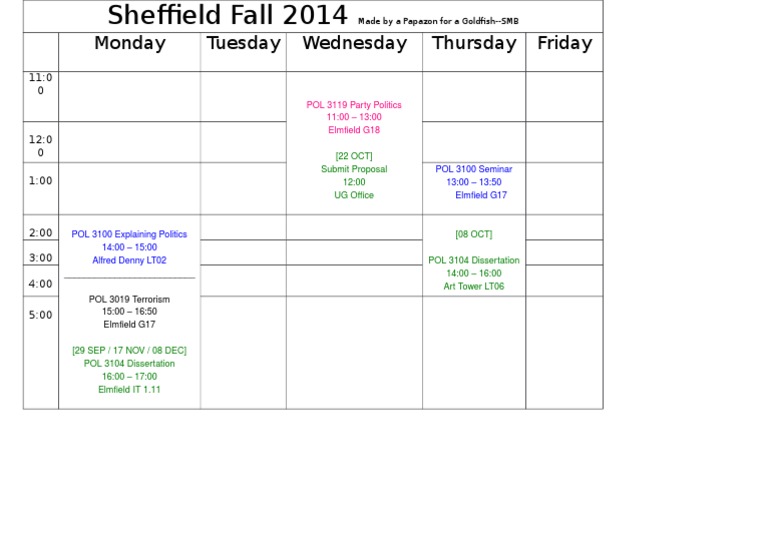 Sheffield L3 Timetable | PDF