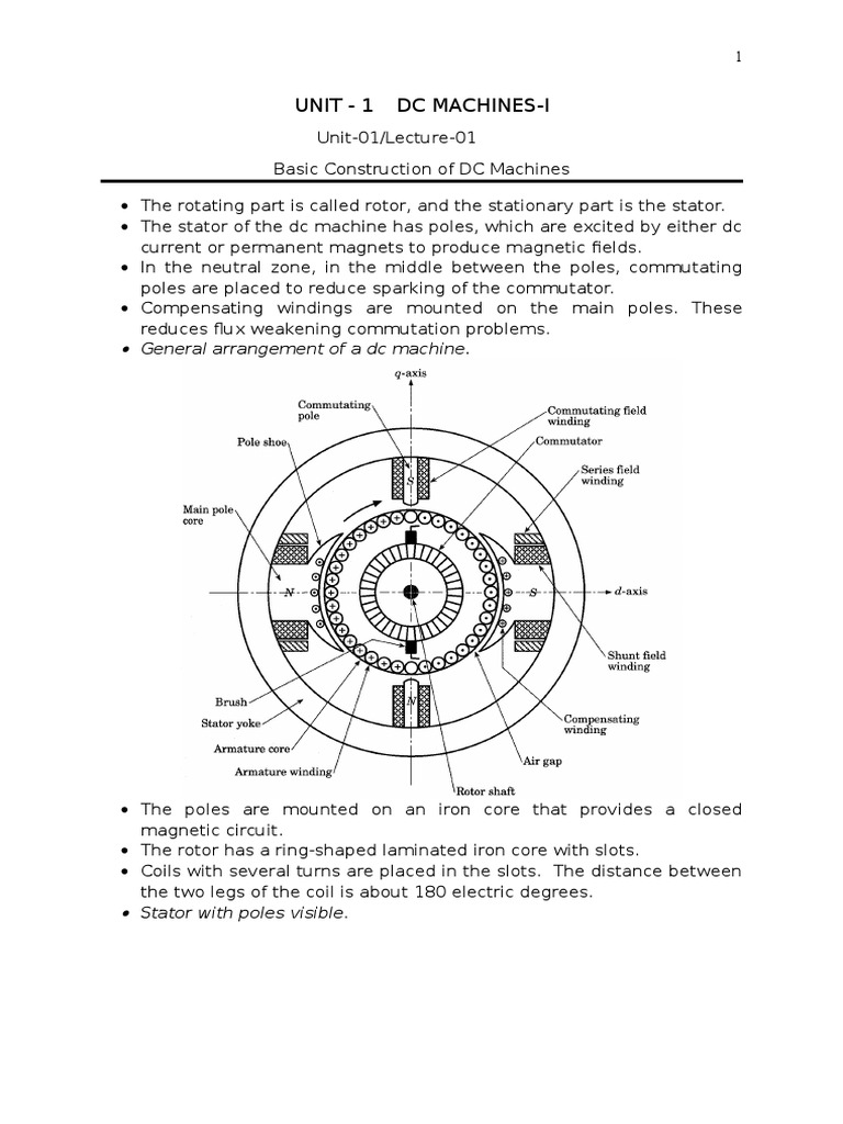 Basic Construction of DC Machines | PDF