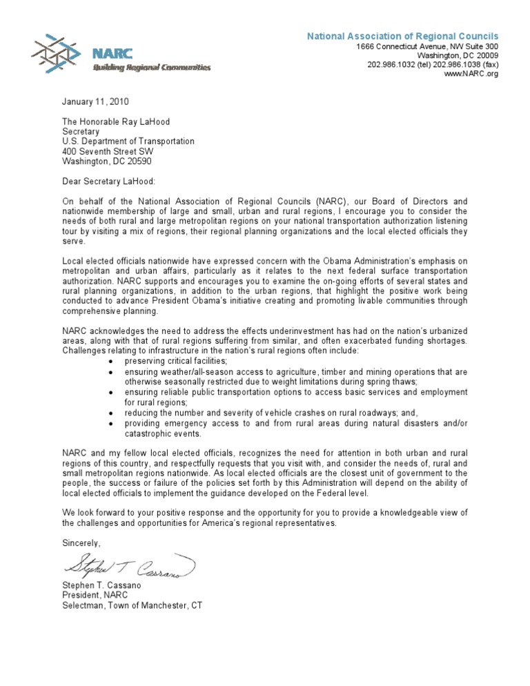 NARC - LaHood Rural Letter | PDF | Government